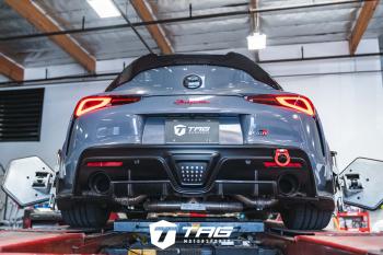 A90 Supra with Akrapovic on Volk TE37s